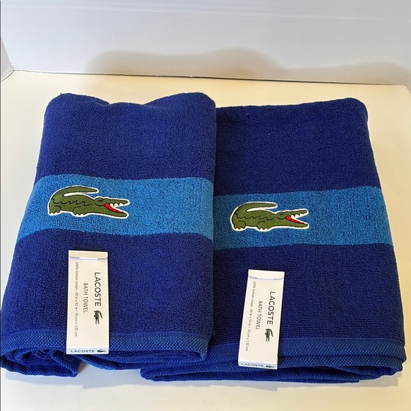 Lacoste | Bath | Lacoste Blue Striped Bath Towels2 With Iconic ...